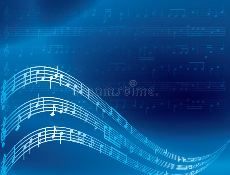 Blue Vector Abstract Background - Music Notes Stock Vector ...