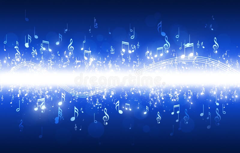 Music Background with Notes on Blue Background Stock Illustration ...