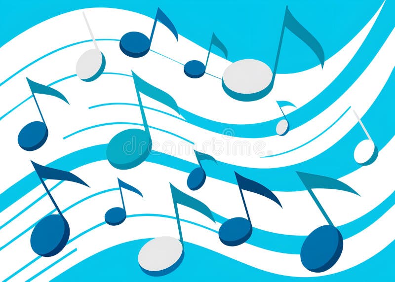 Music Notes on a Blue Background. Stock Illustration - Illustration of ...