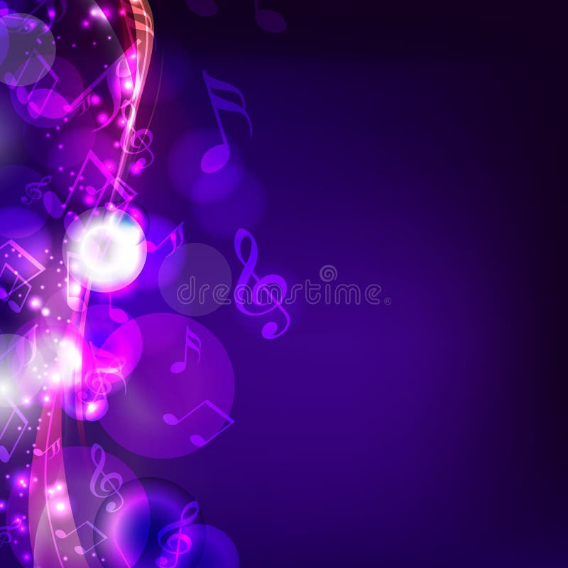 Music Notes with Bokeh Effect on Blue Background and Copy Stock ...