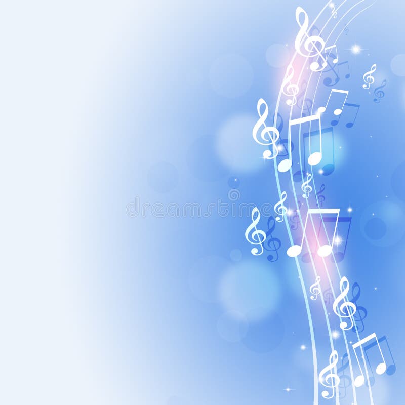 Music Notes Bright Blue Background Stock Illustration - Illustration of ...