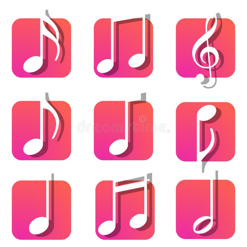 Music Notes Buttons Set. Vector Illustration Stock Vector ...
