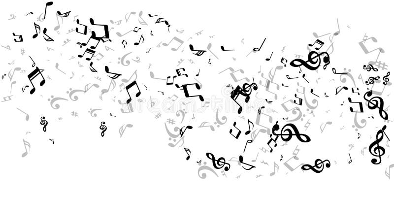 Music Notes Cartoon Vector Wallpaper. Sound Composition Signs Swirling ...
