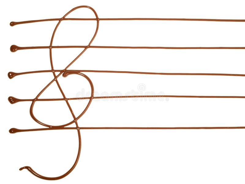 Music Notes with Chocolate Sauce on White Background - Isolated Stock ...