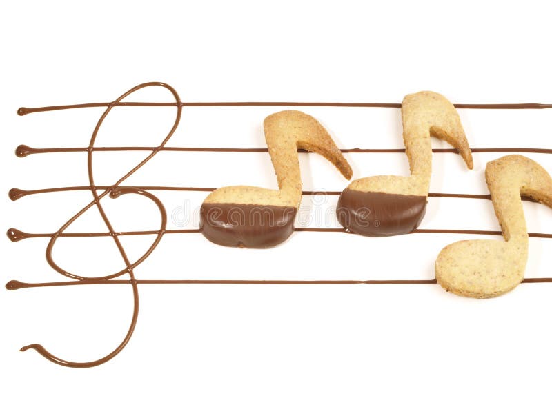 Music Notes with Chocolate Sauce on White Background - Isolated Stock ...