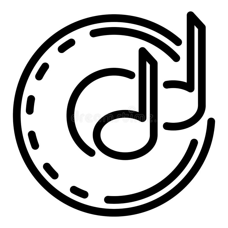 Music Key and Notes Icon, Outline Style Stock Vector - Illustration of ...