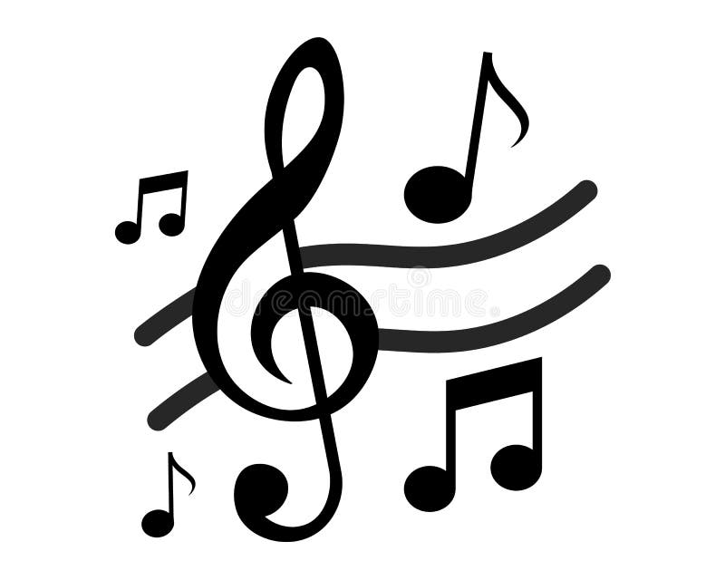 Music Notes and Clef in Back and White Stock Vector - Illustration of ...