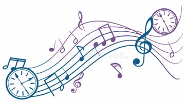 Music Notes and Clock for Rhythm and Timeless Melody, Vector Design ...
