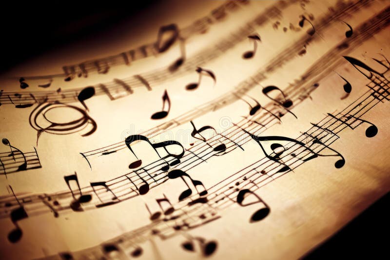 Music Notes a Close Up of Music Notes with Swirling Patterns and Stock ...