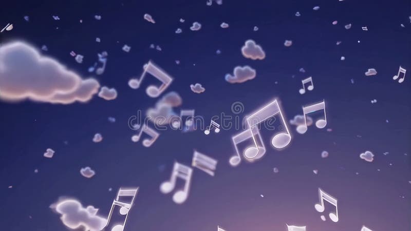 Music Notes and Clouds are Floating in the Sky Stock Video - Video of ...