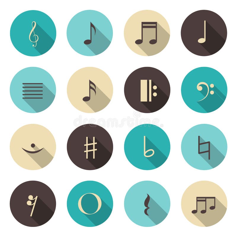 Music Notes Color Icons Set Stock Vector - Illustration of crotchets ...