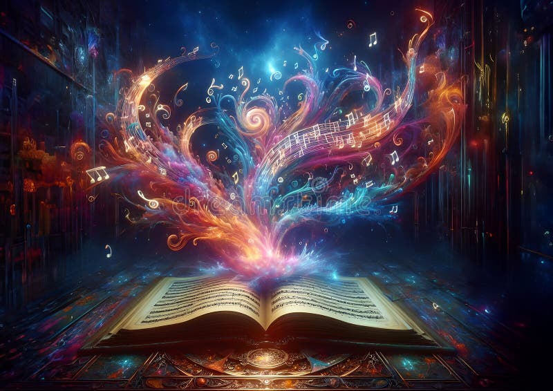 Music Notes Coming Out a Music Note Book Stock Illustration ...