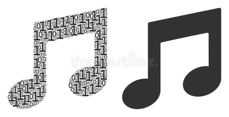 Music Notes Composition of Binary Digits Stock Vector - Illustration of ...