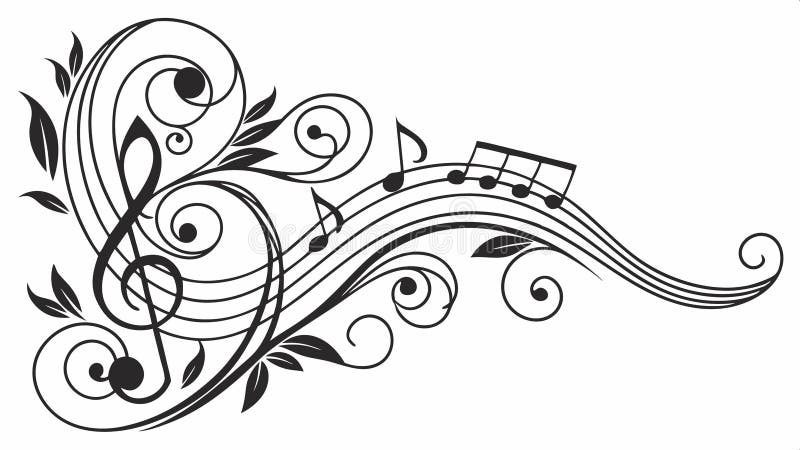 Music Notes Corner Black and White, Classic Melodic Design for Graphic ...
