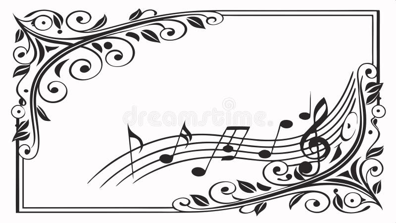 Music Notes Corner, Classic Melodic Design Element for Musical Projects ...