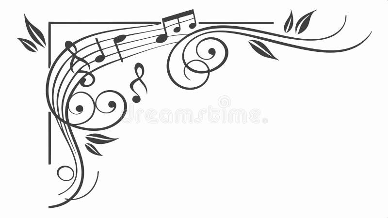 Music Notes Corner, Melodic Design Element for Musical Themes and ...