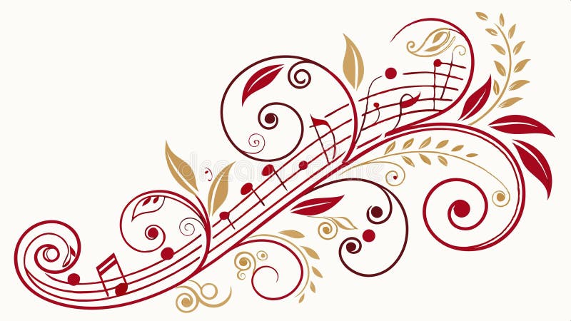 Music Notes Corner with Red, Vibrant Melodic Design for Graphic Accents ...
