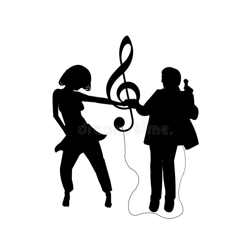 Music notes with couple stock illustration. Illustration of composition ...