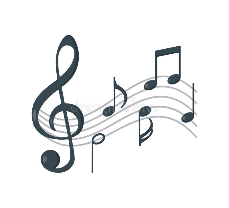 Curved Music Staff And Notes Background. Waving Musical Staff And Notes ...