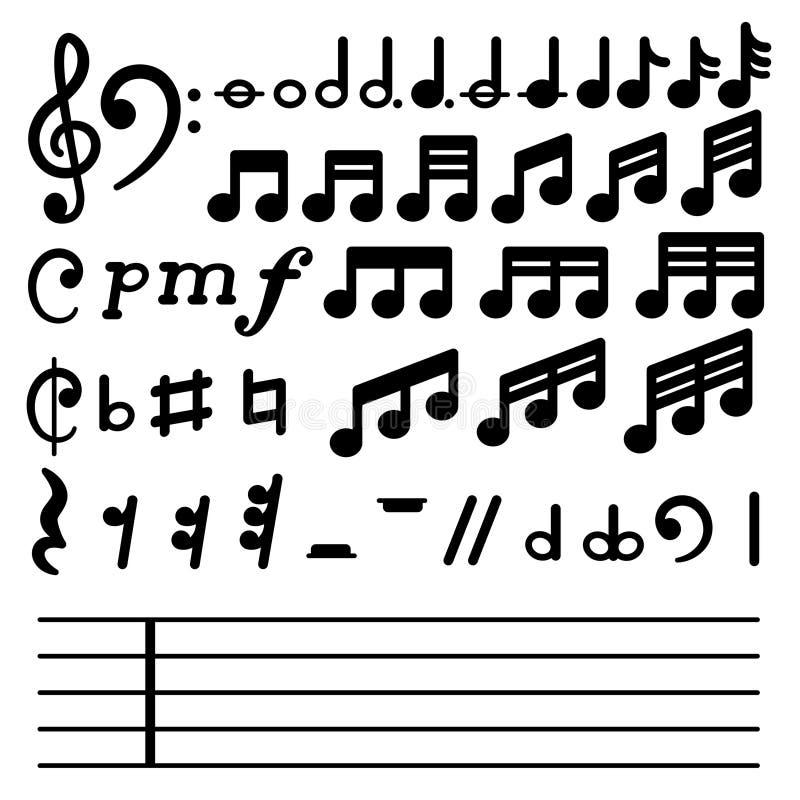 Collection of Musical Notes and Symbols Stock Vector - Illustration of ...