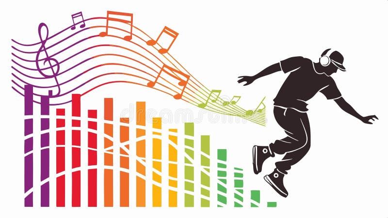 Music Notes and Dancer, Rhythmic Movement Performance Art Vector Design ...