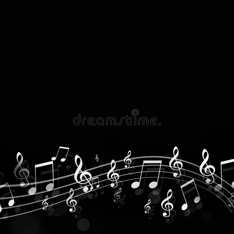Music Notes Dark Background Stock Illustration - Illustration of dark ...