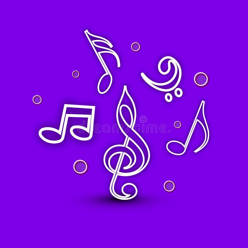 Music Notes Decorated on Purple Stock Illustration - Illustration of ...