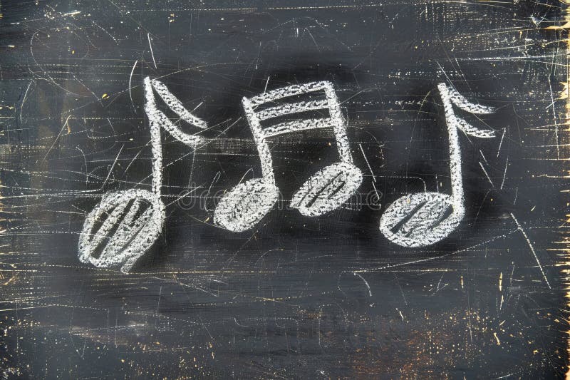 Music Notes Drawn with Chalk on a Blackboard. Generative AI. Stock ...