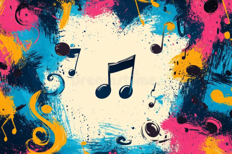Music Notes Exploding with Colorful Splashes Creating a Vibrant and ...