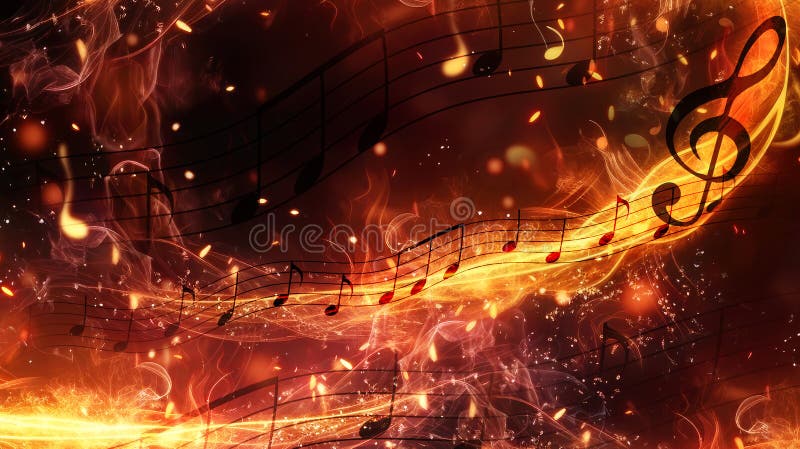 Music Notes on Fire Abstract Background. Generative Ai. Stock ...
