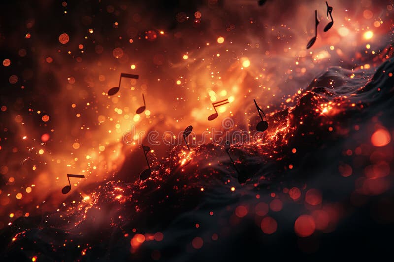 Music Notes Music on Flames Generative AI Stock Illustration ...