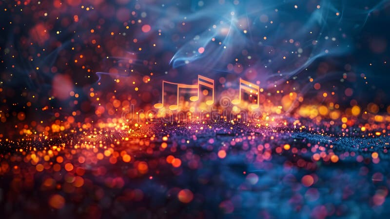 Music Notes Floating in Colorful Sky Create a Whimsical Atmosphere ... Music Notes Floating in Colorful Sky Create a Whimsical Atmosphere ...