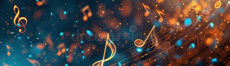 Music Notes Floating in a Digital Space Symbolizing Creativity Closeup ...