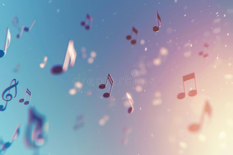 Music Notes Floating in the Sky Stock Illustration - Illustration of ...