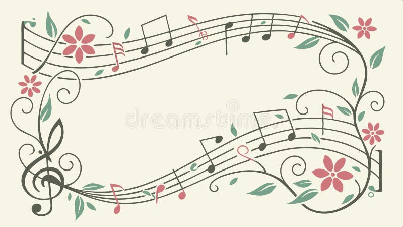 Music Notes with Floral Accents, Elegant Musical Design Element Vector ...