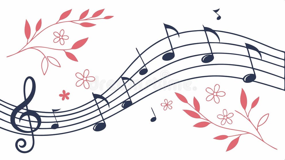 Music Notes Flowers, Floral Musical Design Element Vector Design ...
