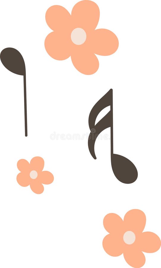 Music Notes and Flowers Pattern Stock Vector - Illustration of symbol ...