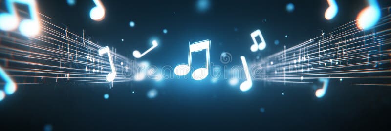 Music Notes Flowing Creating a Song in a Digital World Stock Image ...