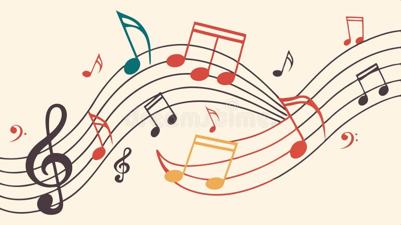 Music Notes Flowing Design, Melody and Musical Expression Illustration ...