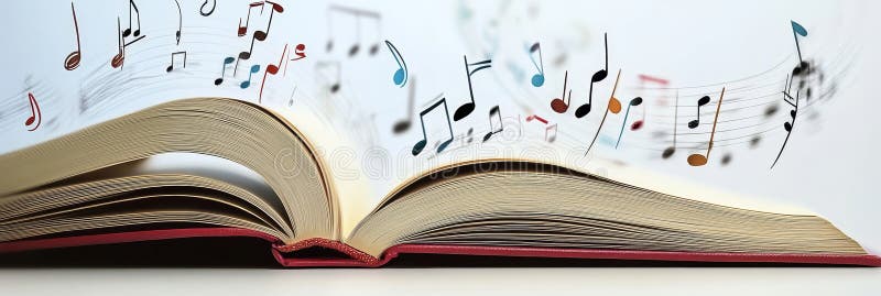 Music Notes Flowing from Open Book, Concept of Musical Education ...