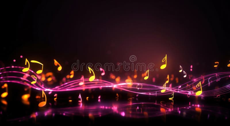 Music Notes Flying Behind a Black Background Stock Image - Image of ...