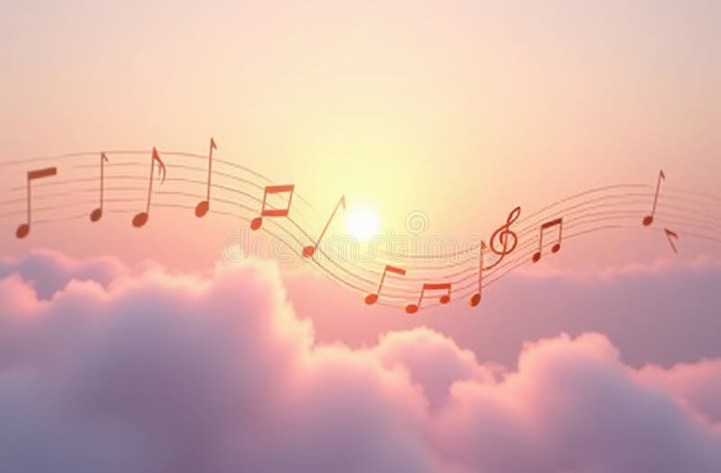 Music Notes Flying in a Red Sky at 22-10-2024 Stock Illustration ...