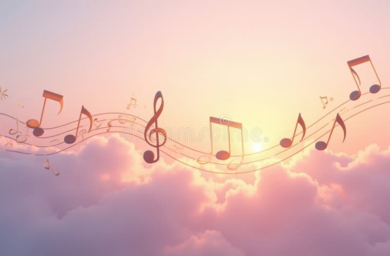 Music Notes Flying in a Red Sky at 22-10-2024 Stock Illustration ...