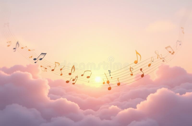 Music Notes Flying in a Red Sky at 22-10-2024 Stock Illustration ...