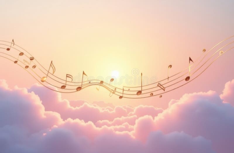 Music Notes Flying in a Red Sky at 22-10-2024 Stock Illustration ...