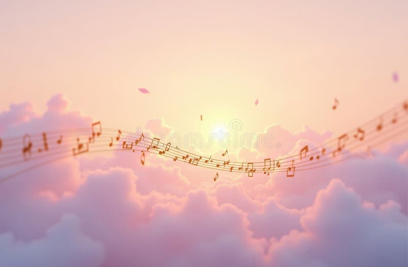 Music Notes Flying in a Red Sky at 22-10-2024 Stock Illustration ...