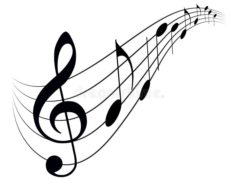 Music Notes and G-clef on Ð° Music Staff, Decorative Element for Your ...