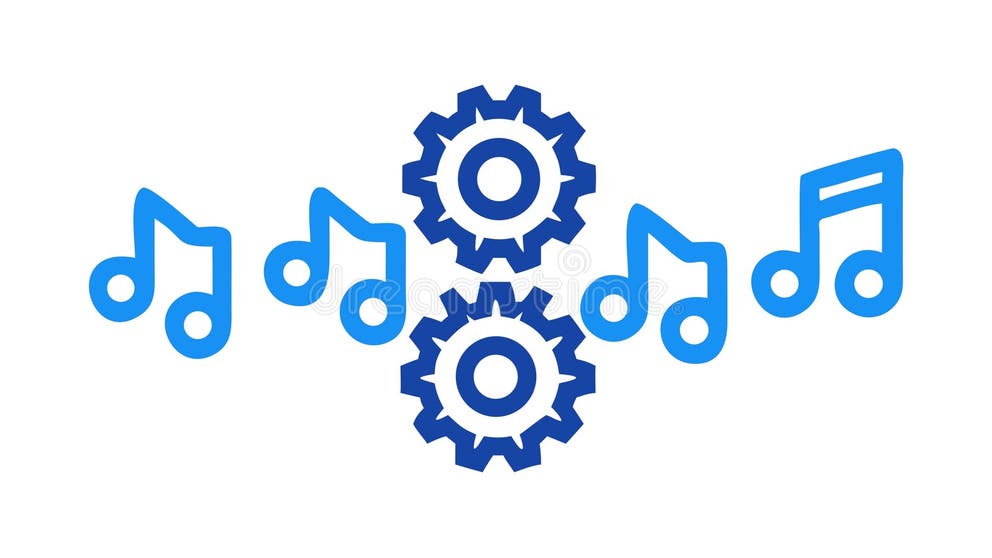 Music Notes Gears Icon Creative Process Vector, Vector Design ...