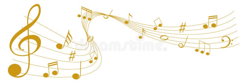Music Notes Gold Wave, Musical Notes Melody, Abstract Design with ...