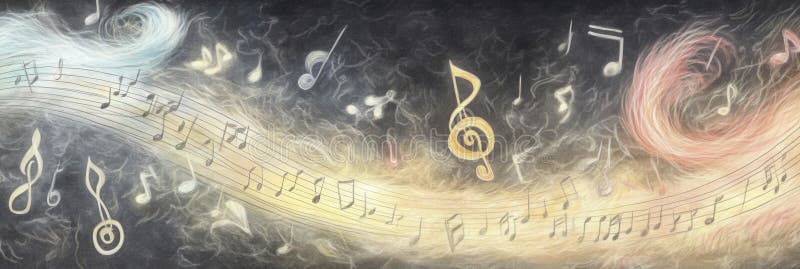 Whimsical Music Notes Dancing through Ethereal Light Stock Illustration ...